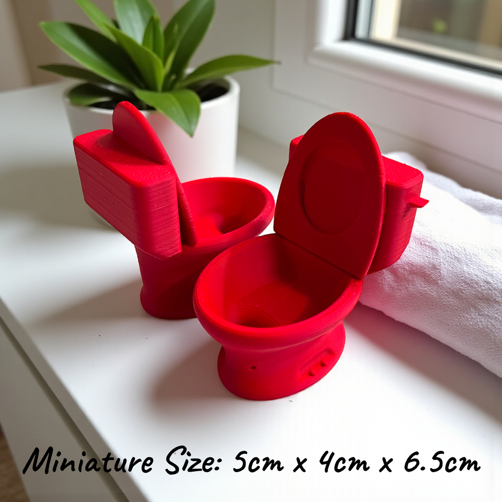 Miniature Red Toilet Model - Dollhouse Bathroom Furniture for Diorama ...