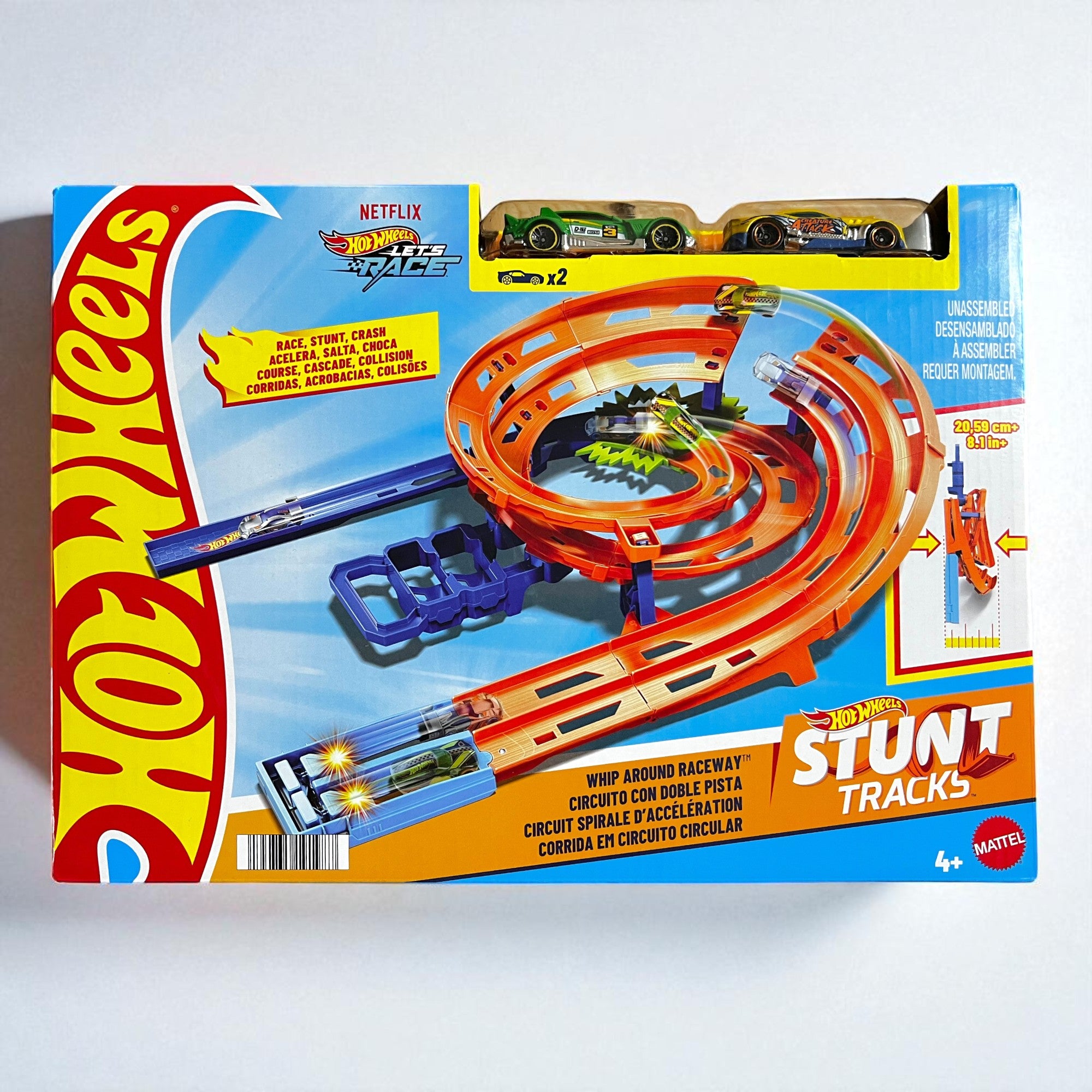 Hot Wheels Stunt Tracks Spiral Loops Circuit HTK17, 2 Cards, 22.5Inch ...